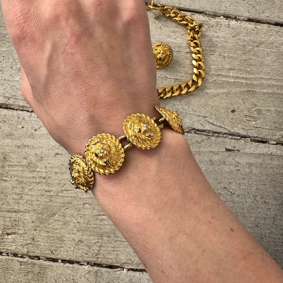 Vintage | Jewelry | Vintage Rare Anne Klein 3 Piece Gold Tone Lion Head ...